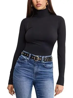 Good American Weightless Scuba Turtleneck Top - Black