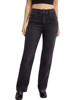 Good American Good True Straight Jeans - Black