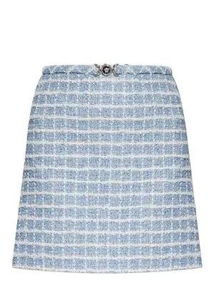 Versace Tweed Mini Skirt With Lurex Thread - Blue