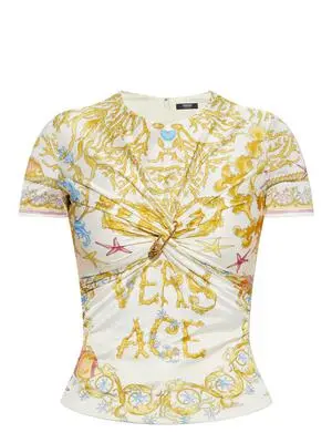 Versace Top With Decorative Draping And Safety Pin - Cream