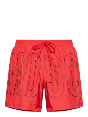 Moschino Swim Shorts With Logo - Red