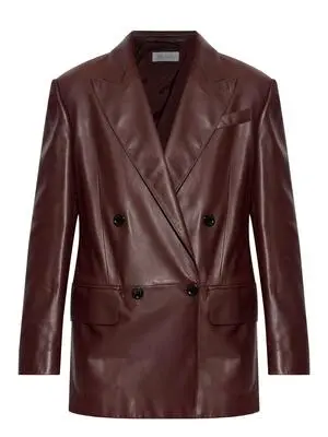 Max Mara Leather Blazer Burgundy