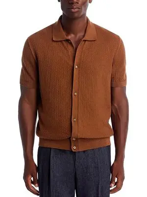 BOSS Iseppo Textured Short Sleeve Sweater - Medium Brown