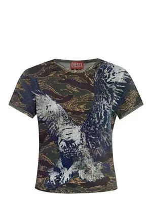 DIESEL Eagle-print Camouflage T-shirt - Blue