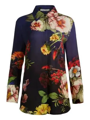 Alice + Olivia Finely Floral Button-down Shirt - Blue
