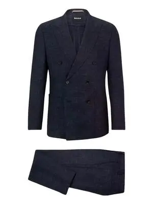 BOSS Pleated Double-breasted Suit - Blue