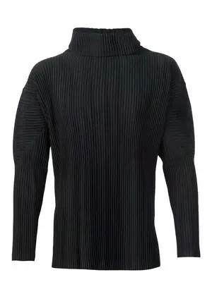 Issey Miyake Ribbed Roll Neck T-shirt - Black