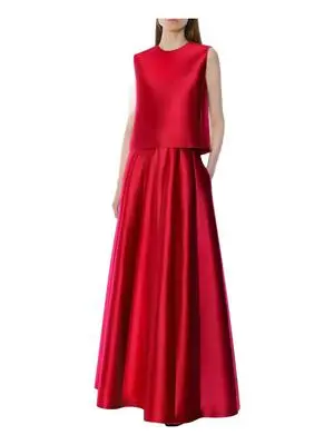 Alberta Ferretti Pleated Maxi Skirt - Red