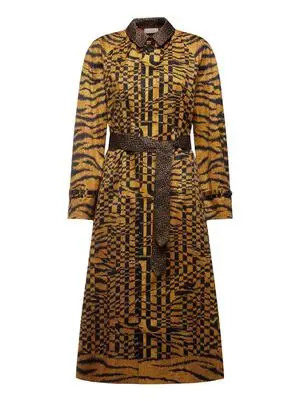PIERRE-LOUIS MASCIA Geometric Pattern Trench Coat - Brown