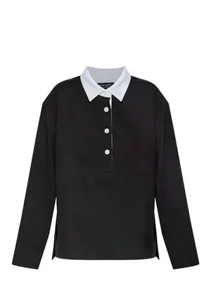 Kate Spade New York Long-sleeve Button Rugby Polo Shirt - Black