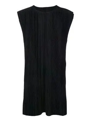 Issey Miyake Pleated Long Tank Top - Black