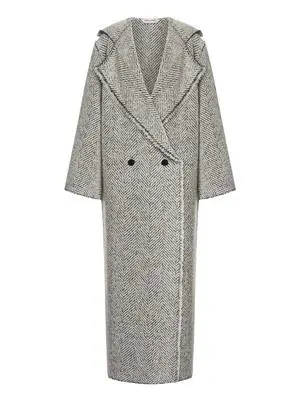 ALBERTA FERRETTI Herringbone-Pattern Double-Breasted Coat
