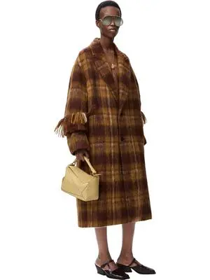 Loewe Mohair And Wool-blend Check Coat - Yellow/multicolor