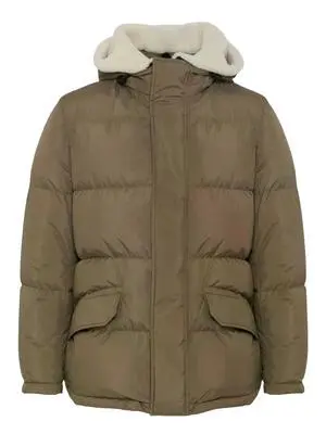 YVES SALOMON Shearling-trimmed Hooded Padded Coat - Green