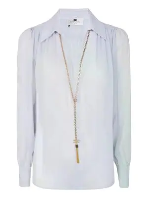 Elisabetta Franchi Chain-embellished Puff-sleeves Blouse - Blue