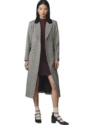 Avec Les Filles Double-breasted Plaid Tailored Coat Jacket - English Tartan
