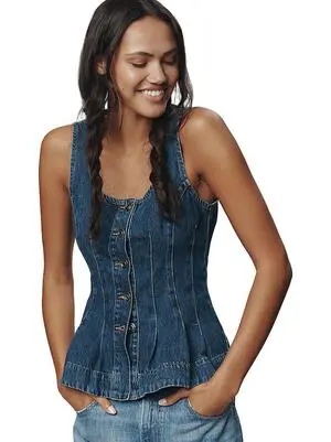 ALIGNE Valenta Denim Sleeveless Top - Mid Wash