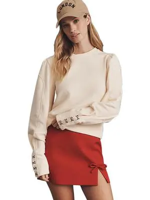 Anthropologie Fastened Puff-Sleeve Pullover Cream
