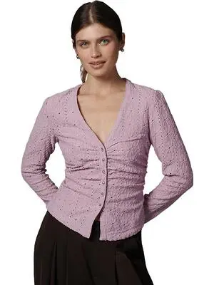 Maeve Textured Eyelet Top - Lilac