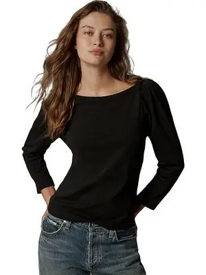 NATION LOS ANGELES Amelie Envelope-neck Top - Black