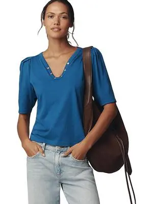 NATION LOS ANGELES Nahal V-Neck Top Blue