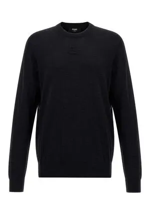 Fendi Wool Sweater With Ff Detail - Grey