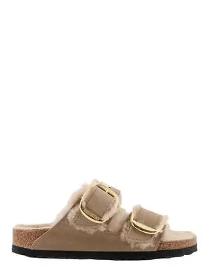 BIRKENSTOCK Arizona Big Buckle Shearling Sandals - Beige