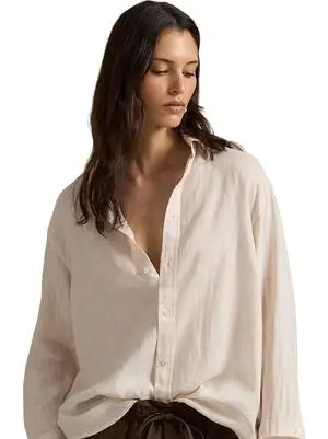 Ralph Lauren Oversized Fit Linen Shirt - Antique Cream