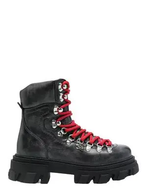 GANNI Lace-up Lug-sole Boots - Brown