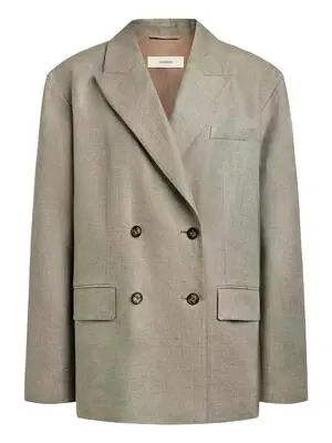 12 STOREEZ Double-breasted Linen Blazer - Brown