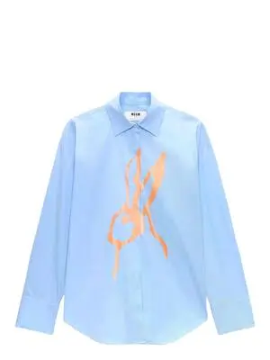 MSGM Rabbit-print Long-sleeve Shirt - Blue