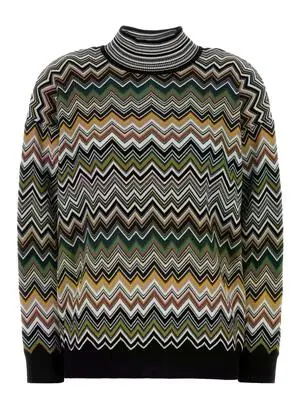 Missoni Zigzag-pattern High-neck Sweater - Brown