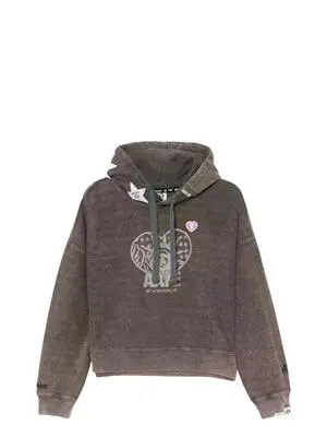 A BATHING APE Logo-embroidered Hoodie - Grey
