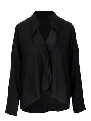 Zero + Maria Cornejo Draped-collar Blouse - Black