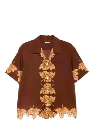 BODE Leaf-print Scalloped Shirt - Brown