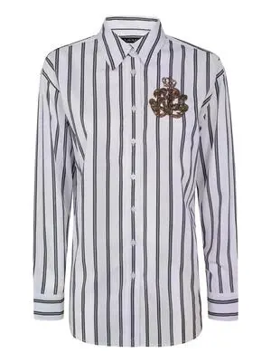 Ralph Lauren Striped Beaded-embellished Shirt - White