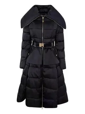 Elisabetta Franchi Belted Quilted Coat - Black