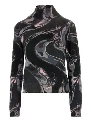 EMILIO PUCCI Orchids High-Neck Wool Sweater