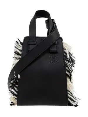 Loewe X Albers Compact Hammock Fringed Leather Tote Bag - Black