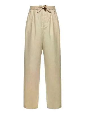 Loewe Drawstring-waist Wool Trousers - Neutrals