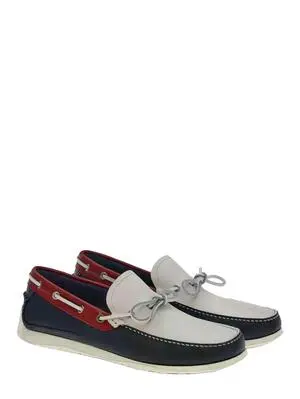 FERRAGAMO Colour-block Leather Boat Shoes - Blue