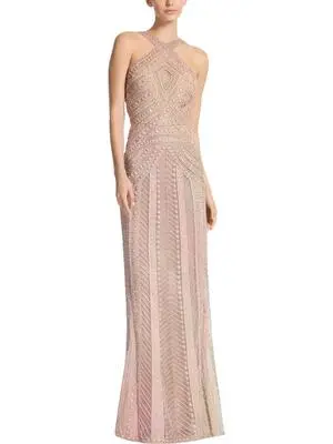 Elie Saab Embroidered Tulle Maxi Dress - Neutrals