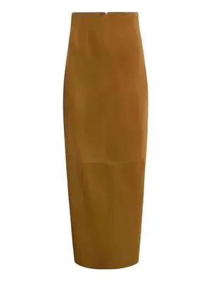 Khaite Suede Maxi Skirt - Brown