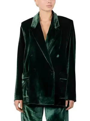 F.R.S FOR RESTLESS SLEEPERS Velvet Double-breasted Blazer - Green