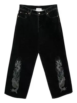 DOUBLET Embroidered Flocked Jeans - Black