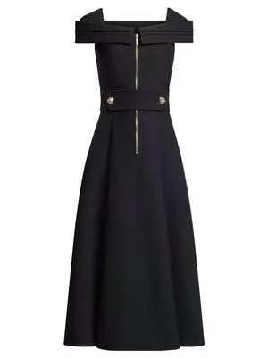 Elie Saab Zip-detail Midi Dress - Black