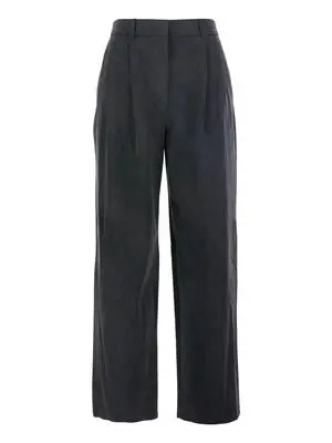 DUNST Pleat-detail Wide Leg Trousers - Grey