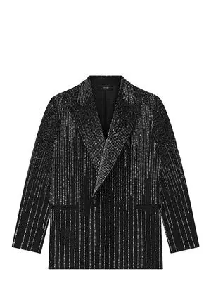 Amiri Crystal-stripe Double-breasted Blazer - Black
