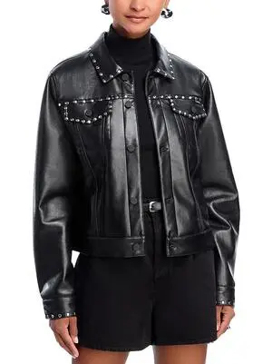 MOTHER The Bruiser Faux Leather Jacket - Black Black