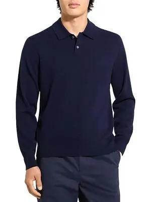 Theory Goris Cashmere Long Sleeve Polo Sweater - Baltic